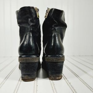 A.S.98 | Shoes | As98 Airstep Black Leather Slip On Side Zip Slouch Wedge Heel Ankle Boots H935 ...